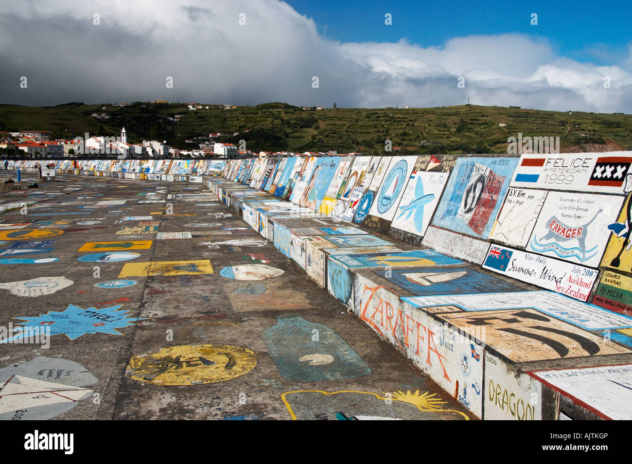 Paintings made by yacht crews before they leave Horta marina on Faial ...