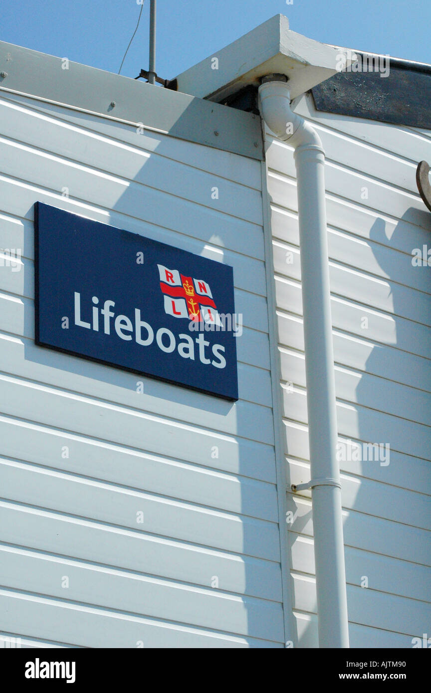 Lifeboats sign on the side of an RNLI building Margate Kent Stock Photo ...