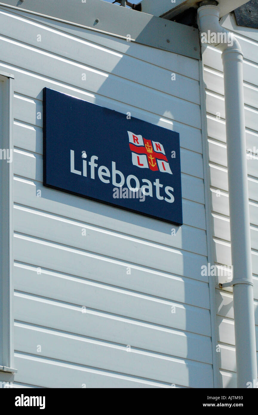 Lifeboats sign on the side of an RNLI building Margate Kent Stock Photo ...
