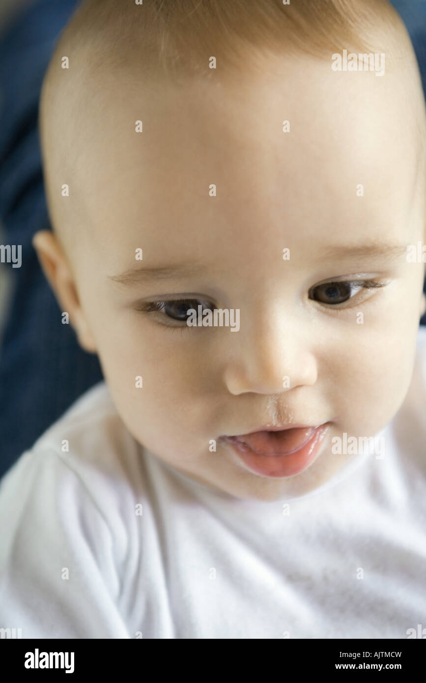 Baby with mouth open, close-up, headshot Stock Photo - Alamy