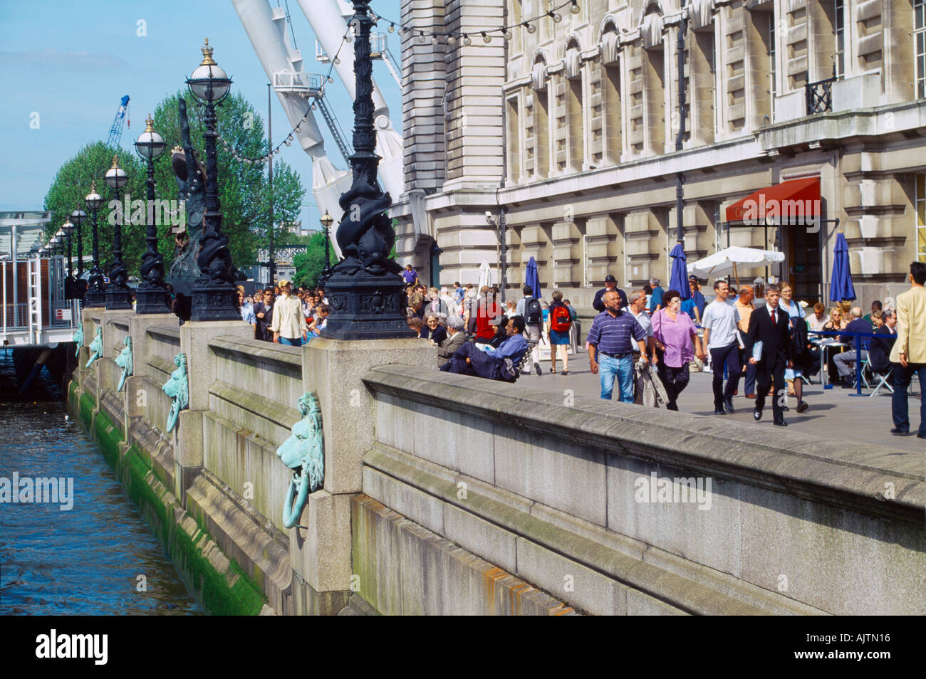South Bank London England People Walking By Thames Stock Photo - Alamy