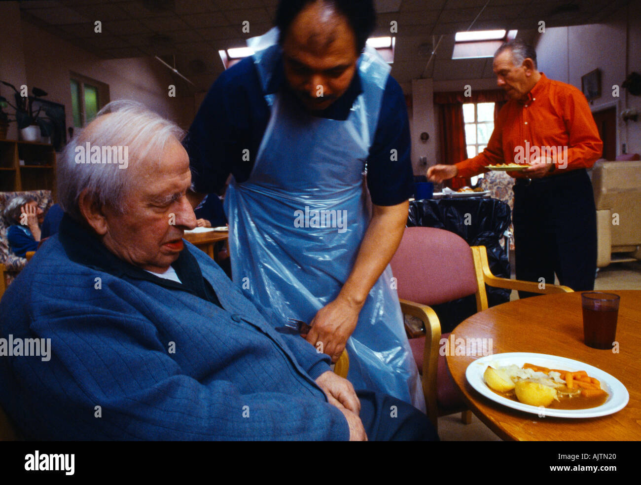 Elderly Man Being Given Food in Geriatric Ward of Hospital Stock Photo ...