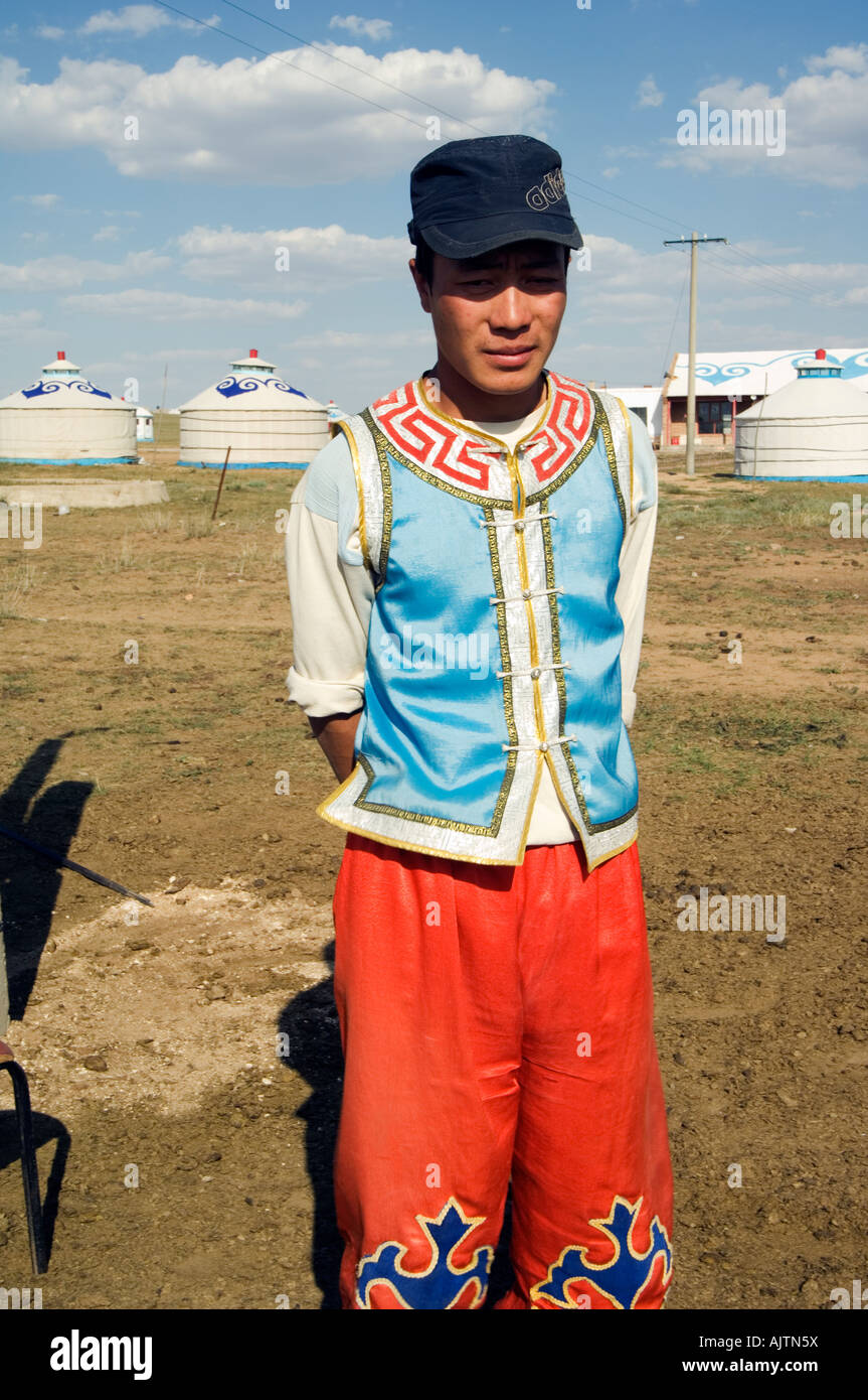 men in traditional mongolian costume Xilamuren grasslands Inner ...