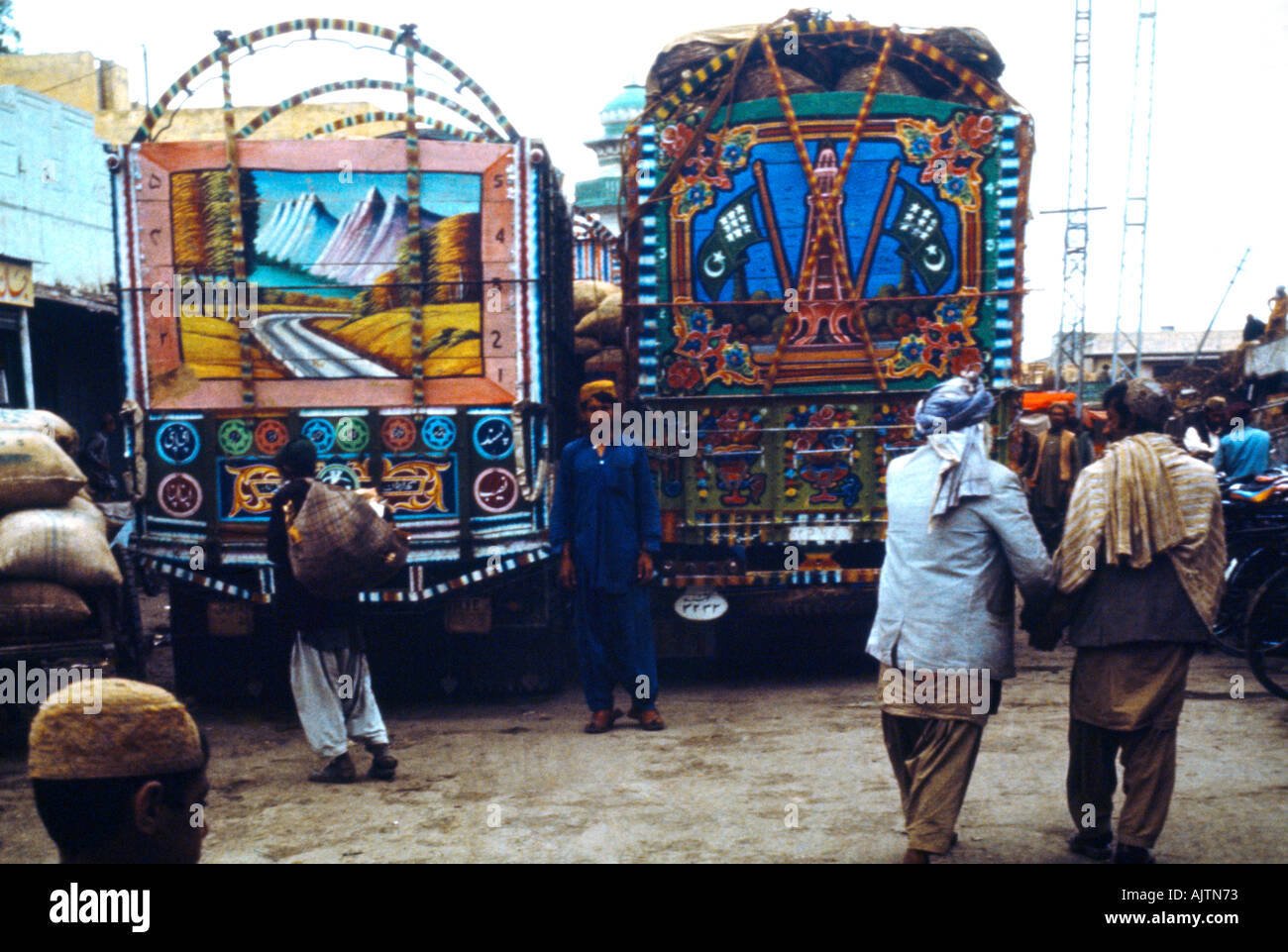North West Frontier Pakistan Pathan Trucks Highly Decorated Stock Photo ...