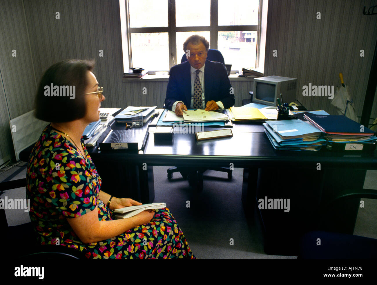 London England Woman Meeting Bank Manager Stock Photo - Alamy