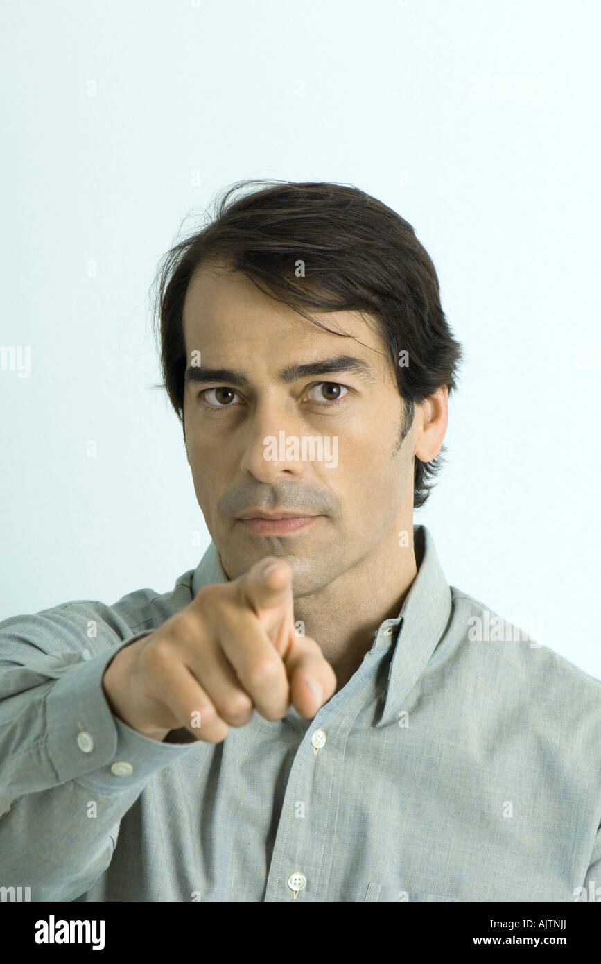Man pointing at camera, portrait Stock Photo - Alamy