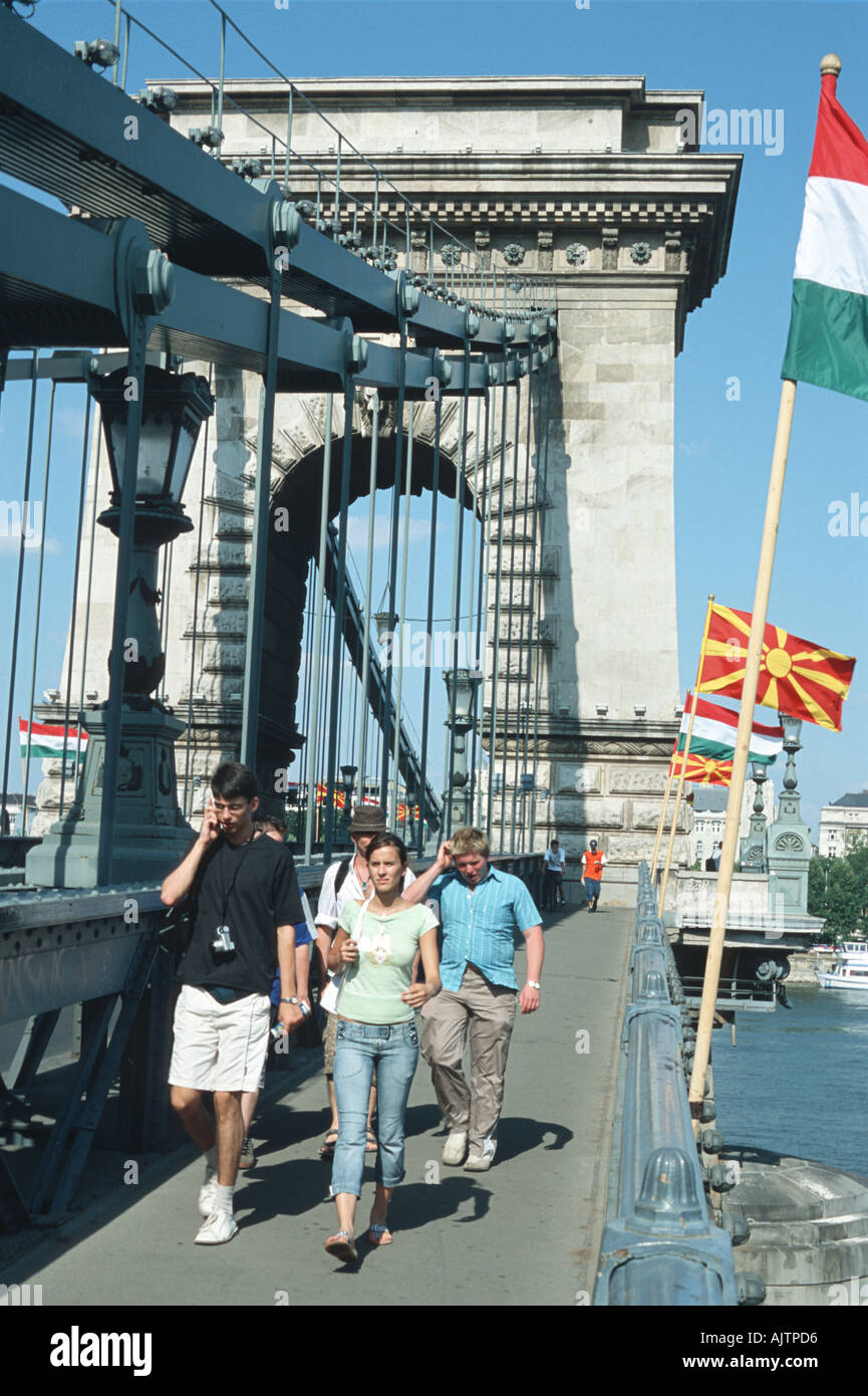 Chain Bridge in Budapest spanning across the Danube river that divided ...