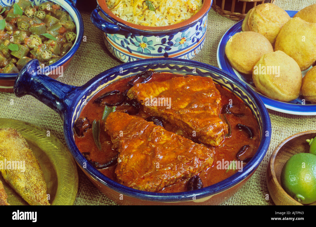 India Food Fish Curry and rice Ambot Tik curry Goa Stock Photo - Alamy