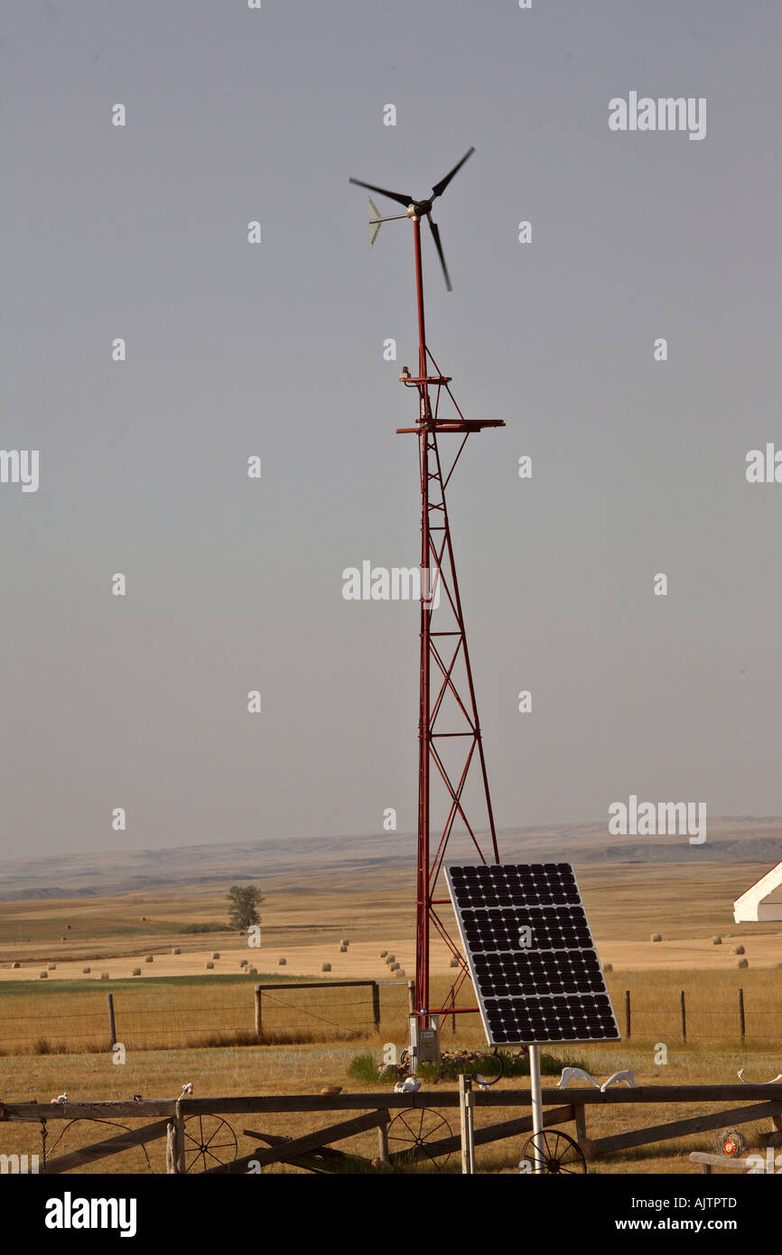 Wind and Solar power generators near the Grasslands National Park in ...