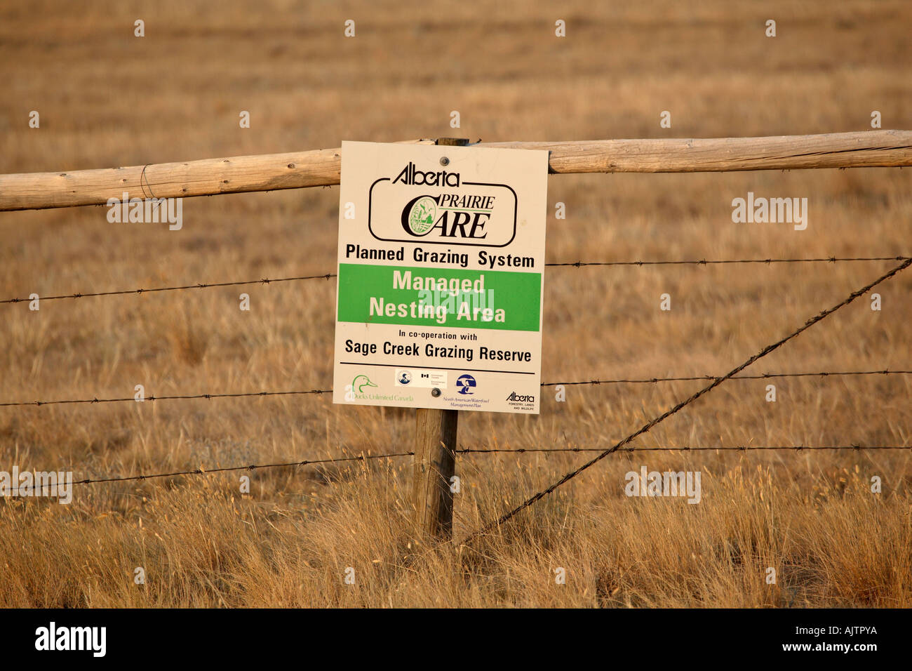Sign for the Sage Creek Grazing Reserve in southeast Alberta Canada ...