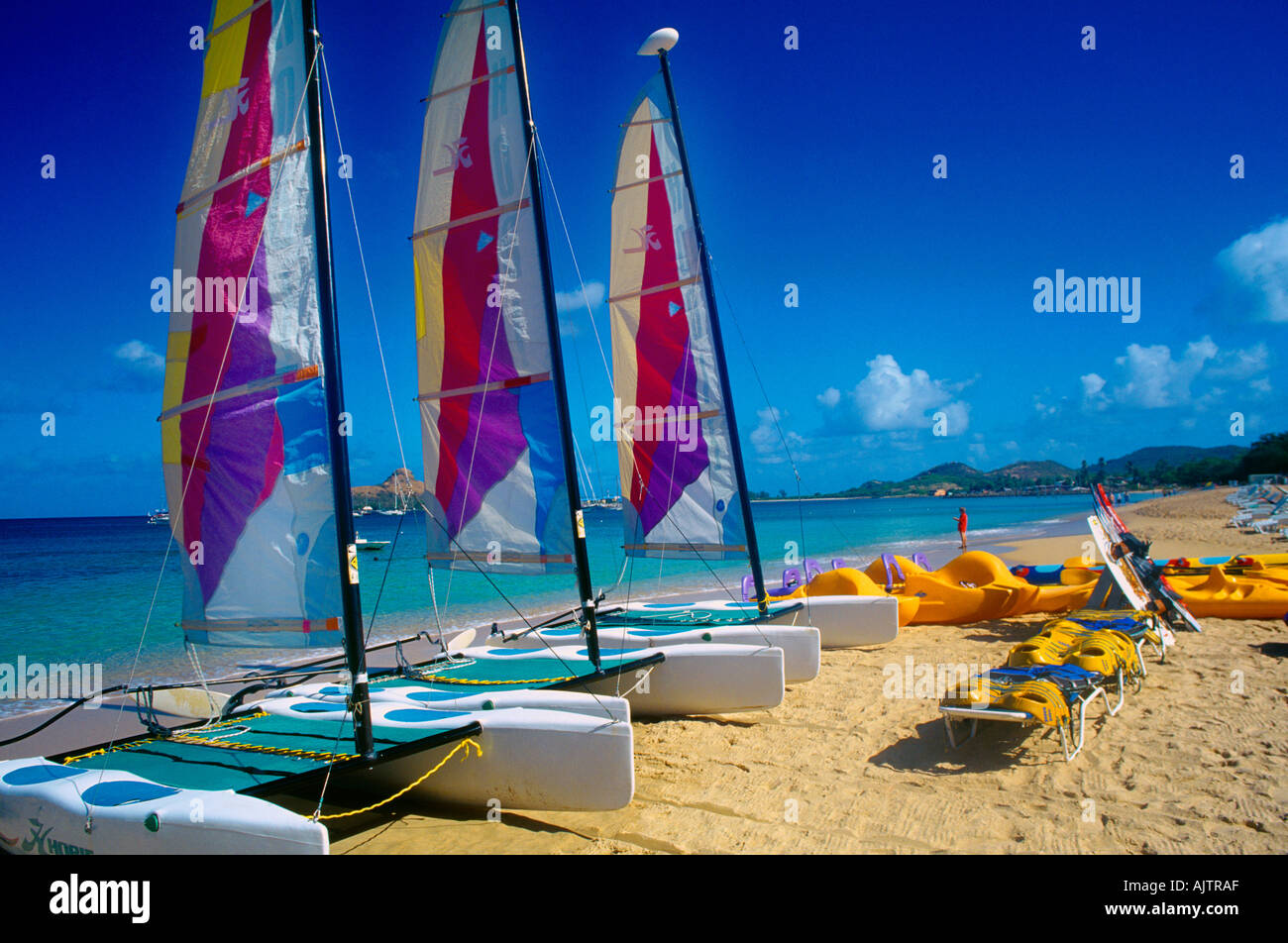 Rodney Bay St Lucia Catamarans On Reduit Beach Stock Photo - Alamy