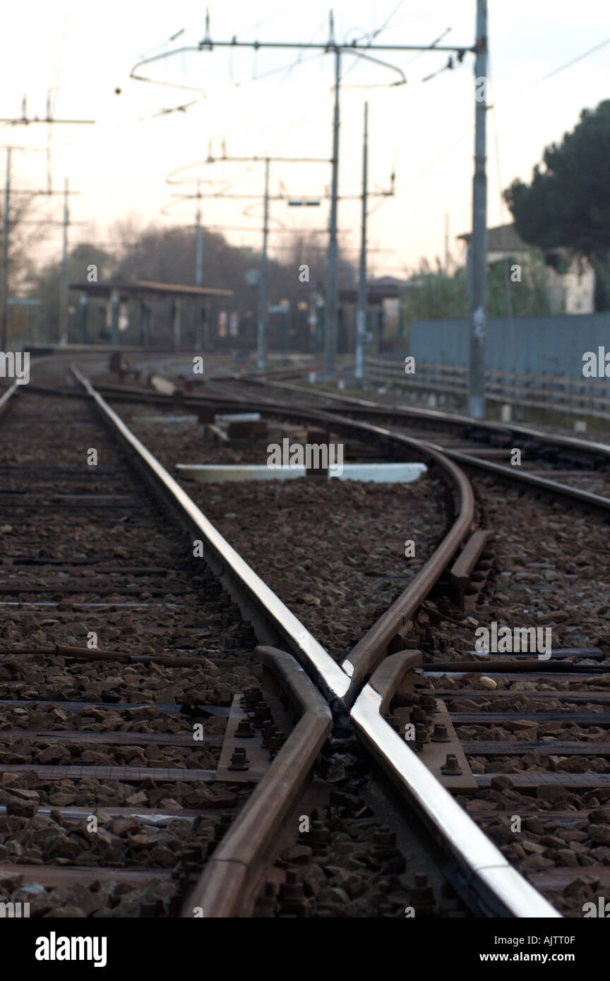Intercrossing railway lines Stock Photo - Alamy