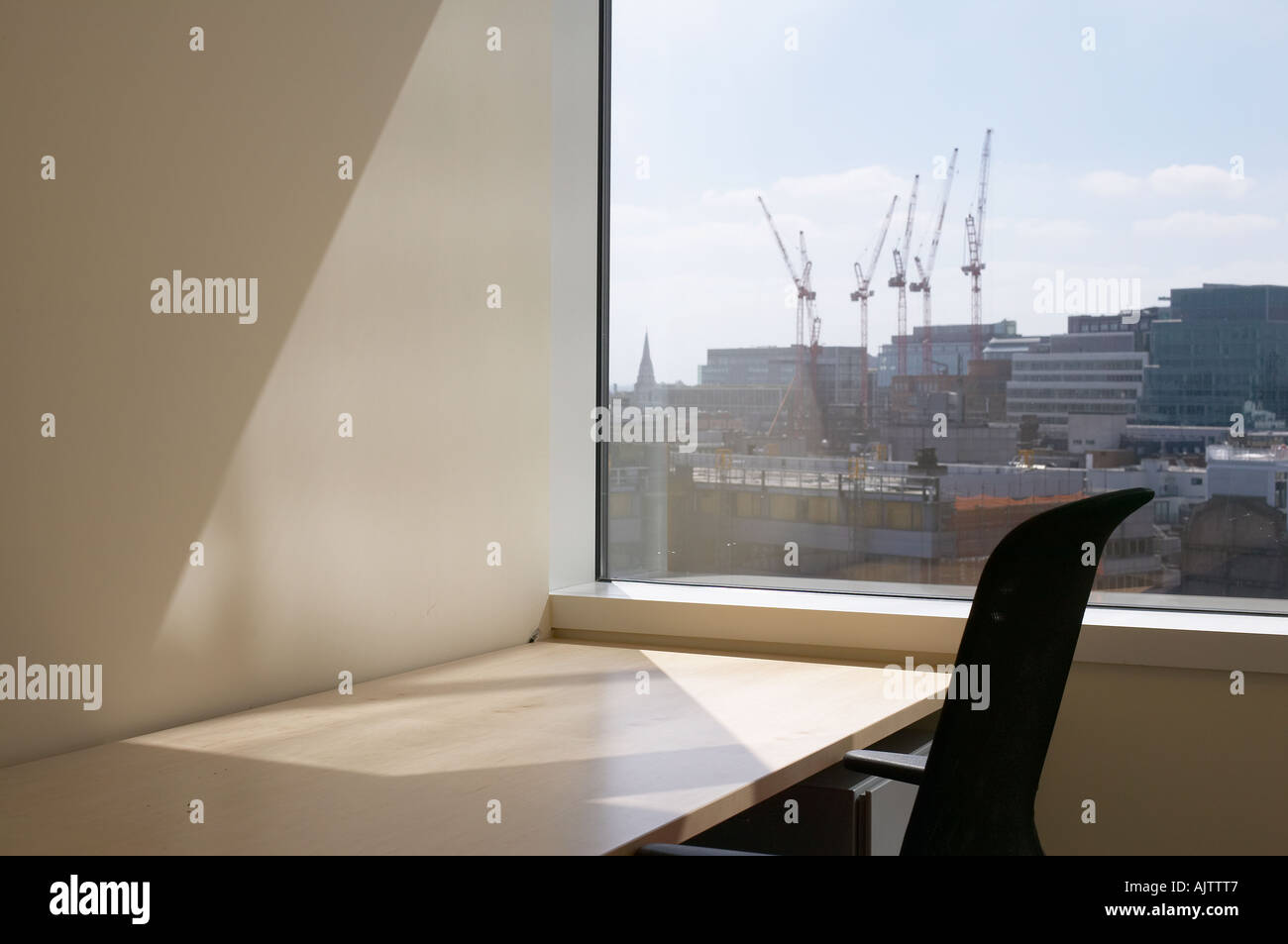 Office life and Interiors Part Two. Empty desk with chair Stock Photo ...