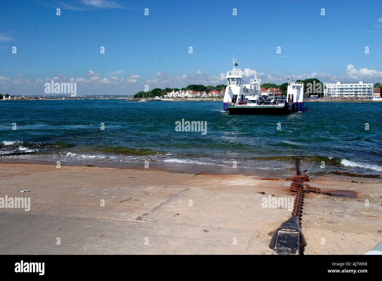 Shell Bay to Sandbanks car and passenger ferry, Poole Harbour, Dorset ...