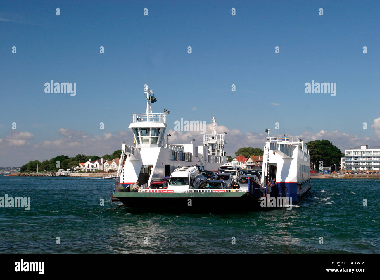 Shell Bay to Sandbanks car and passenger ferry, Poole Harbour, Dorset ...