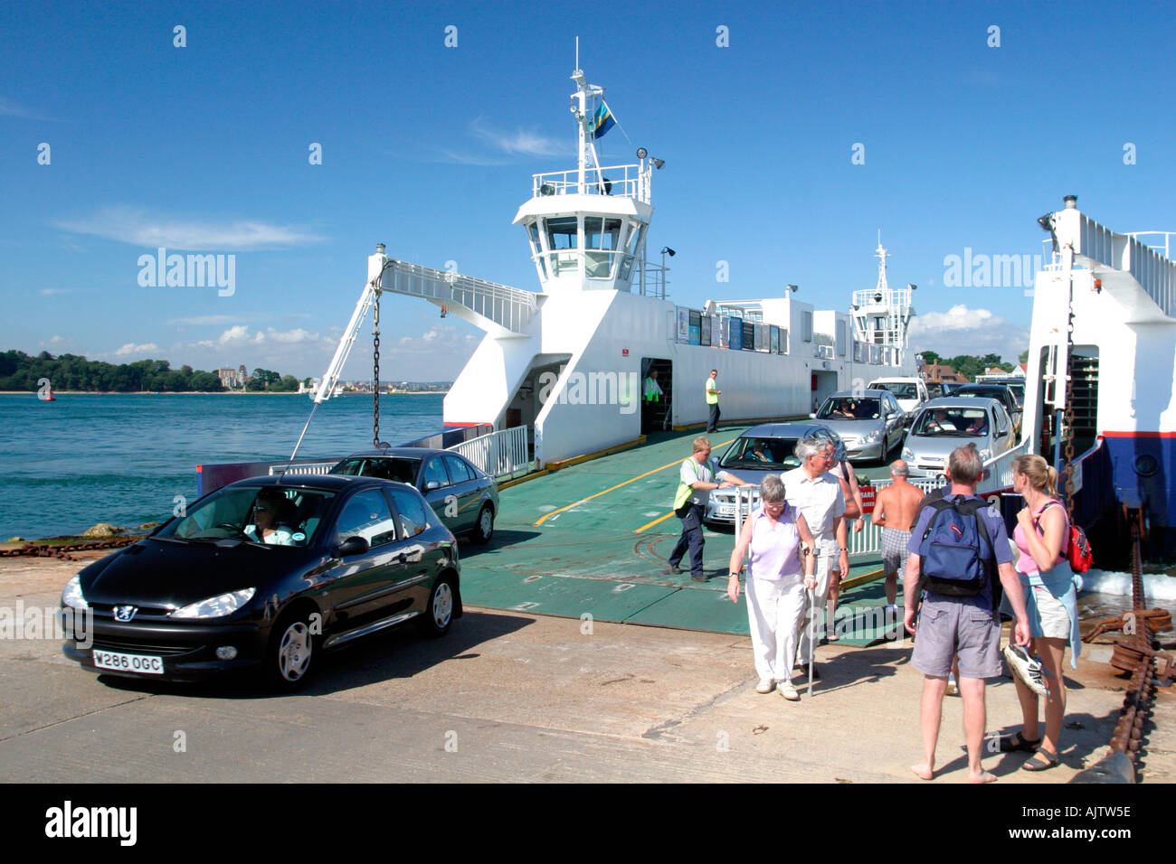 Shell Bay to Sandbanks car and passenger ferry, Poole Harbour, Dorset ...