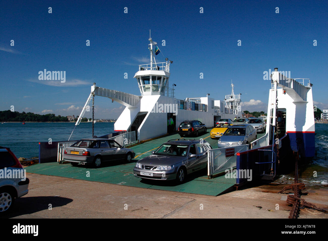Shell Bay to Sandbanks car and passenger ferry, Poole Harbour, Dorset ...