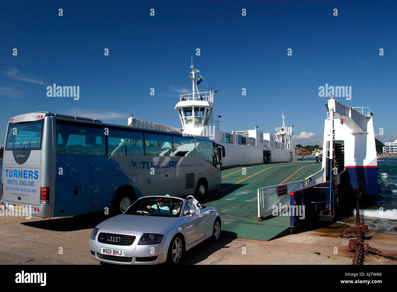 Shell Bay to Sandbanks car and passenger ferry, Poole Harbour, Dorset ...