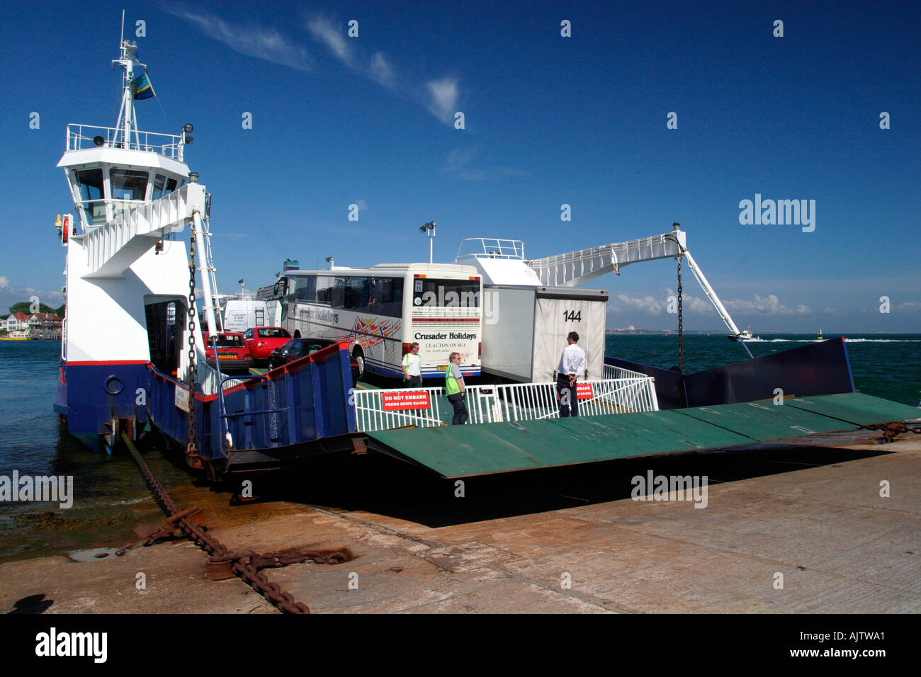 Shell Bay to Sandbanks car and passenger ferry, Poole Harbour, Dorset ...