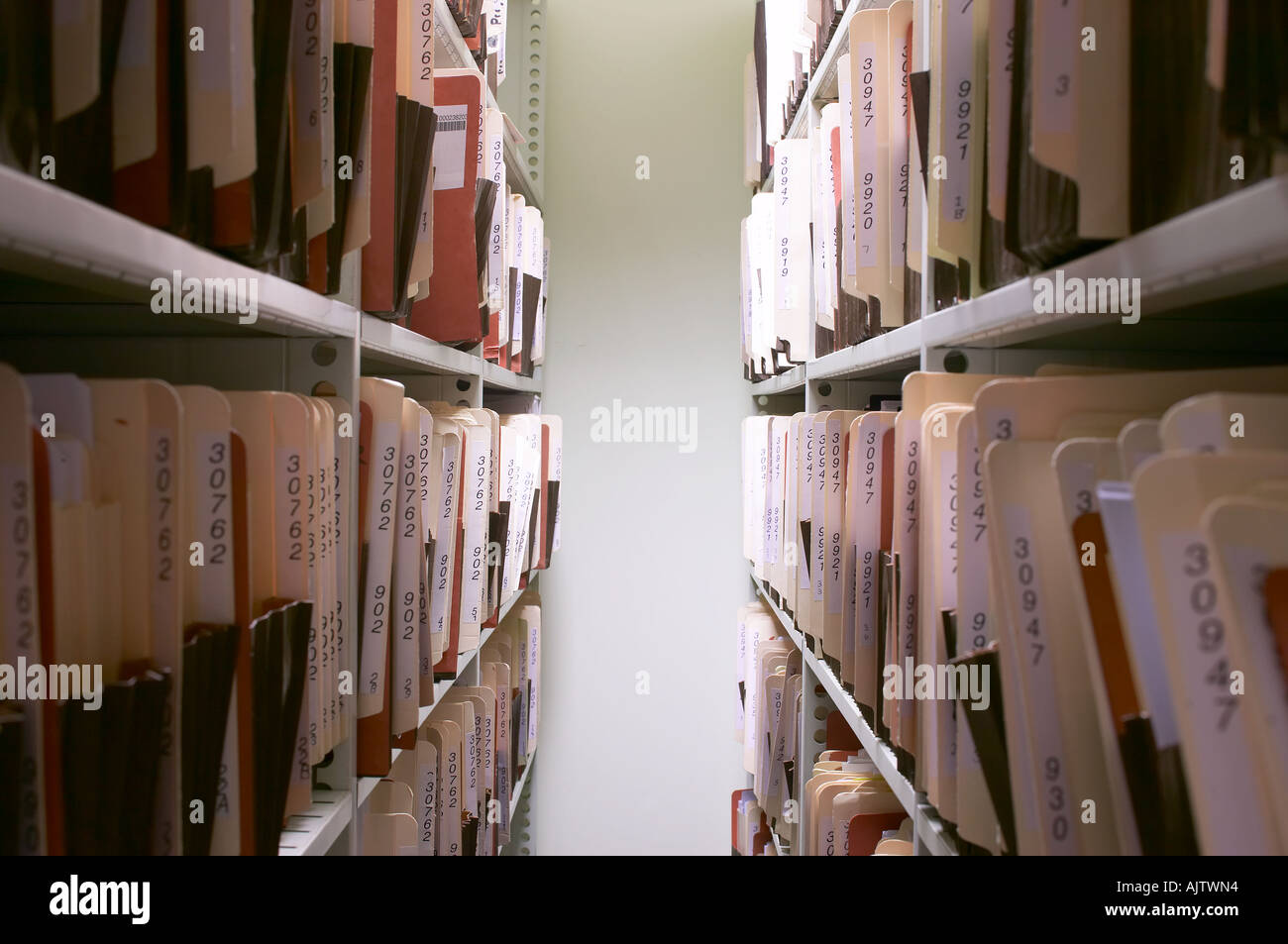 Office life and Interiors Part Two. Two separate rows of files Stock ...