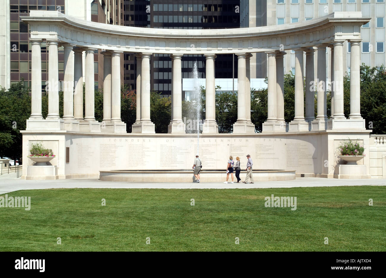 Chicago Illinois USA founders of Millennium Park tribute columns Stock ...