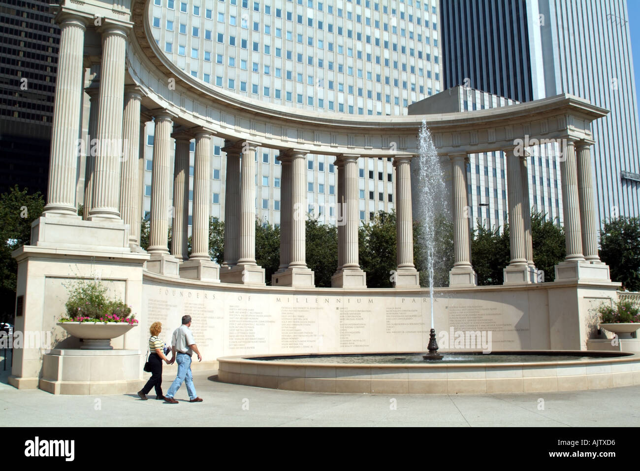 Chicago Illinois USA founders of Millennium Park tribute columns Stock ...