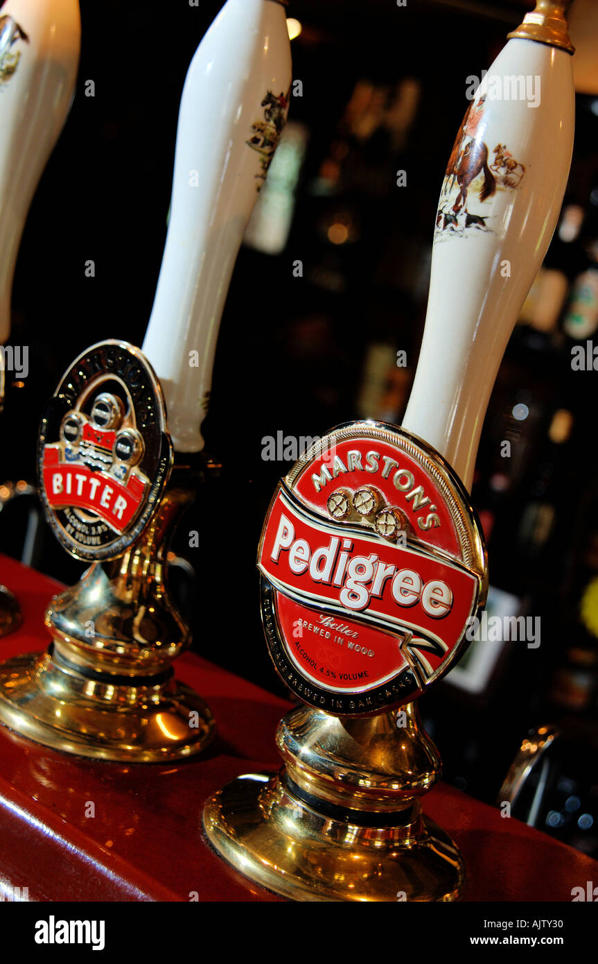 Beer pumps Marstons Pedigree Marstons Bitter Stock Photo - Alamy