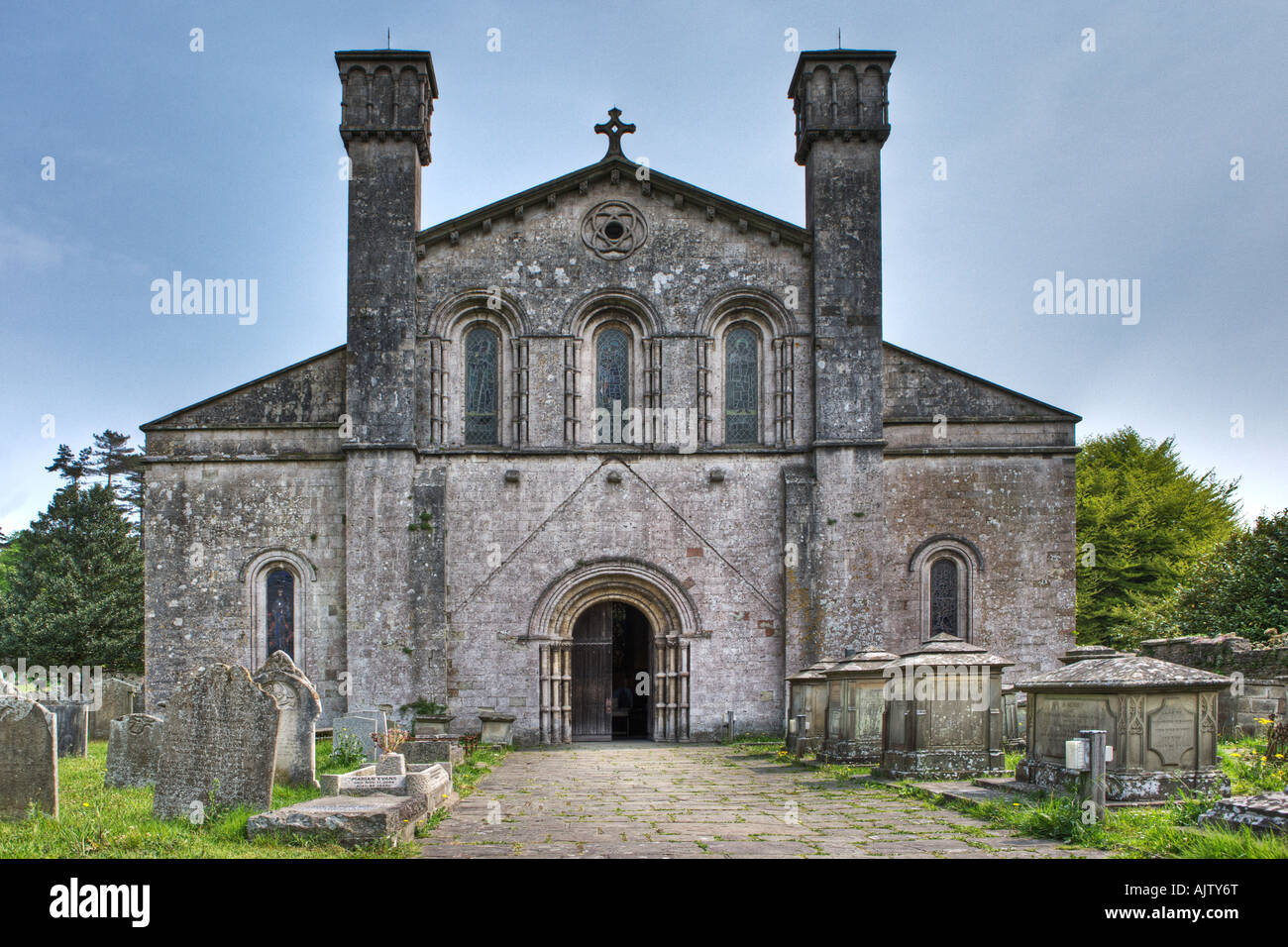 Margam Abbey West Face & Entrance circa 1147 Stock Photo - Alamy