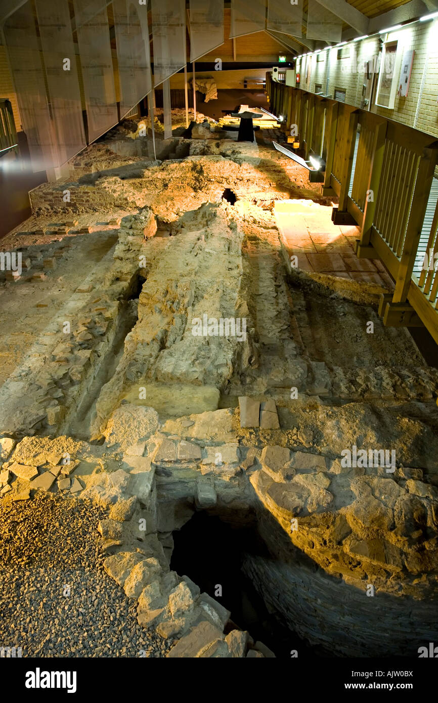 Underfloor heating channels and culvert in Roman bath house remains ...