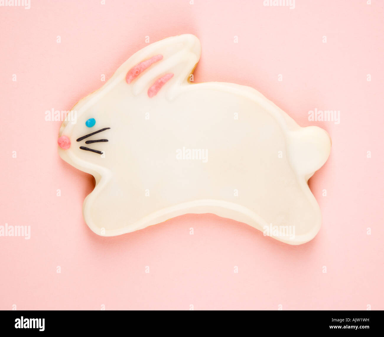 Sugar cookie shaped like rabbit with decorative icing Stock Photo - Alamy