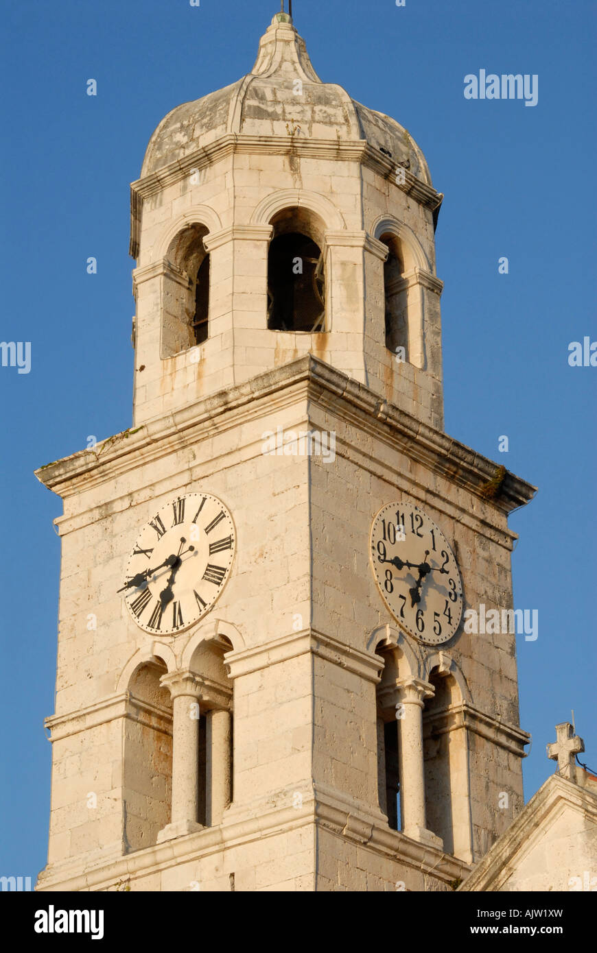 Clock tower St Nicholas Church Cavtat Dalmatia Stock Photo - Alamy