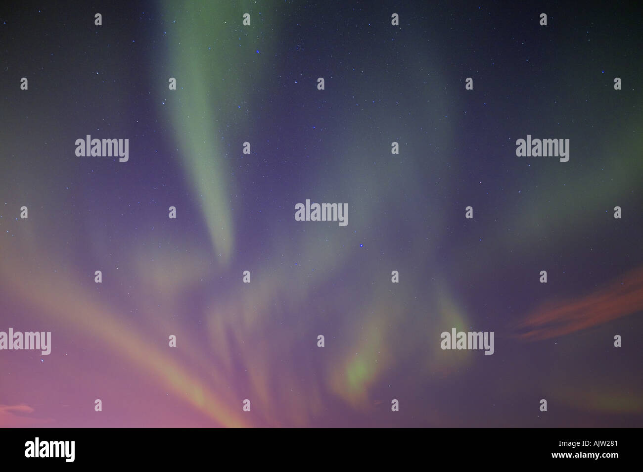 Twilight with northern lights, Edmonton, Alberta, Canada Stock Photo ...