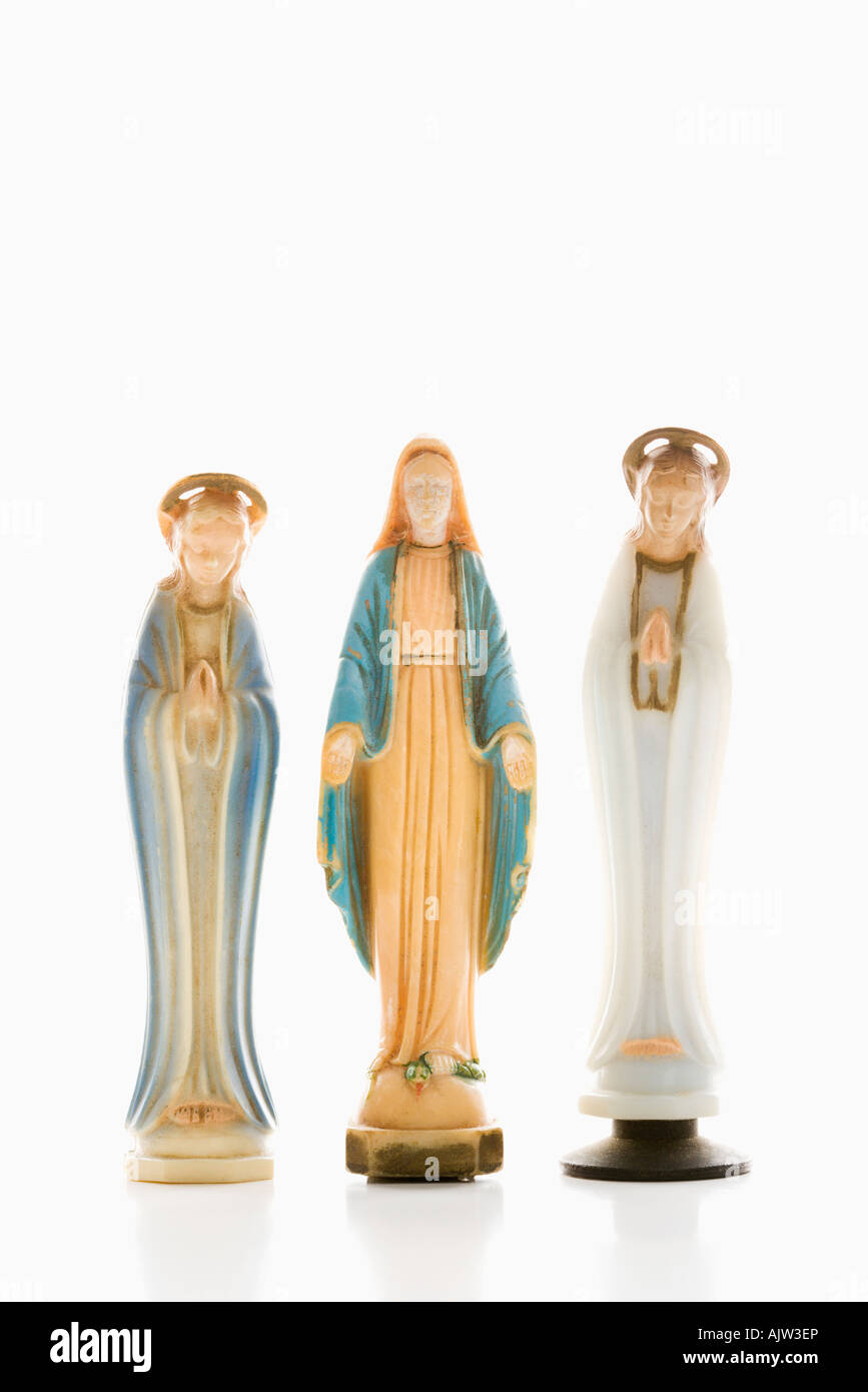 Virgin Mary statue with hands held out with angelic figures on each ...