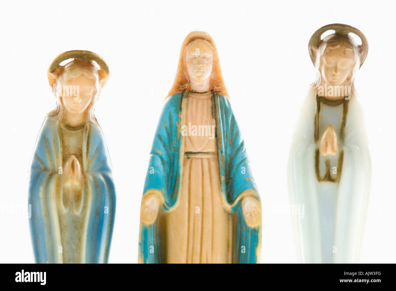 Virgin Mary statue with hands held out with angelic figures on each ...