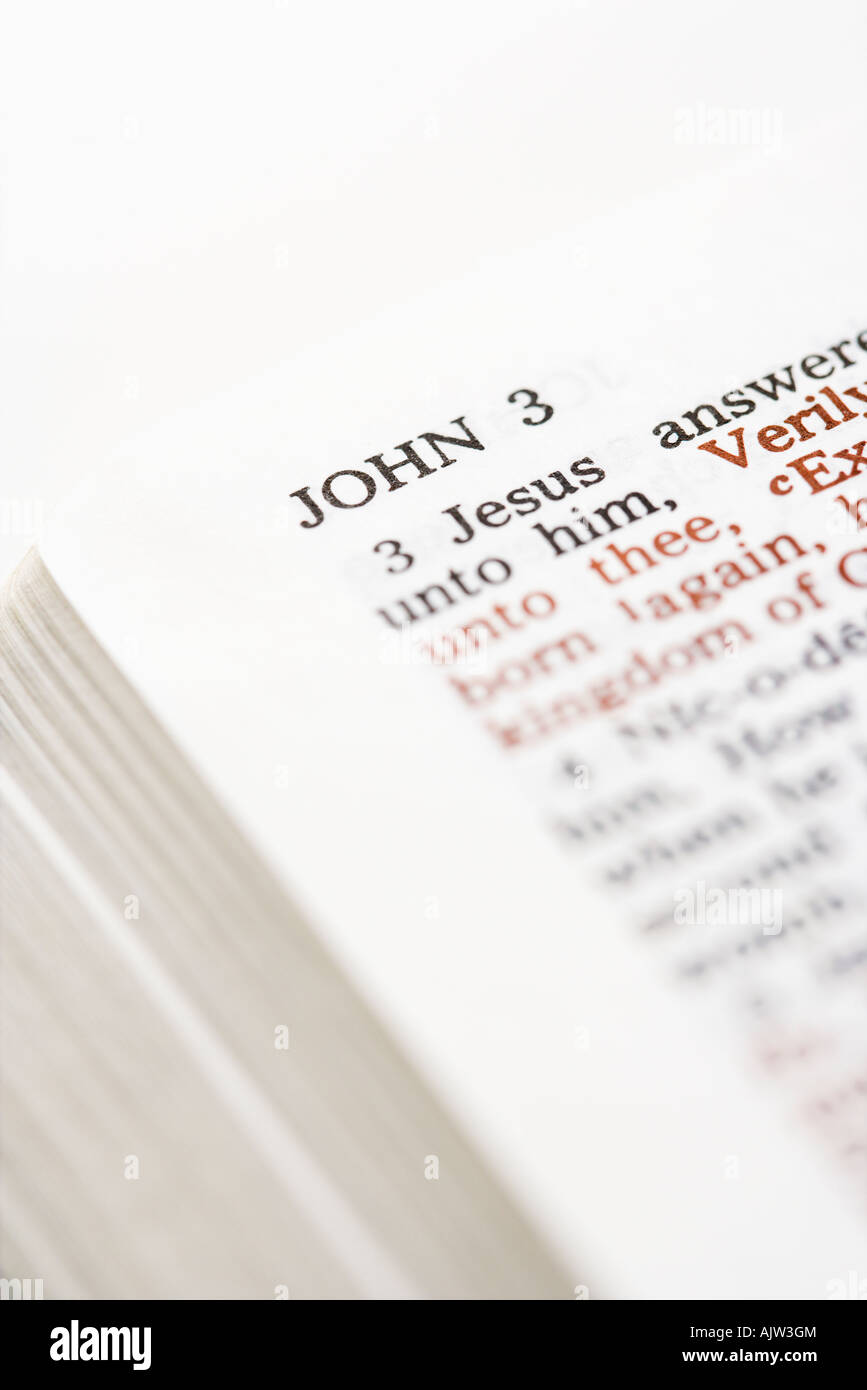 Selective focus of John 3 verses in open Holy Bible Stock Photo - Alamy