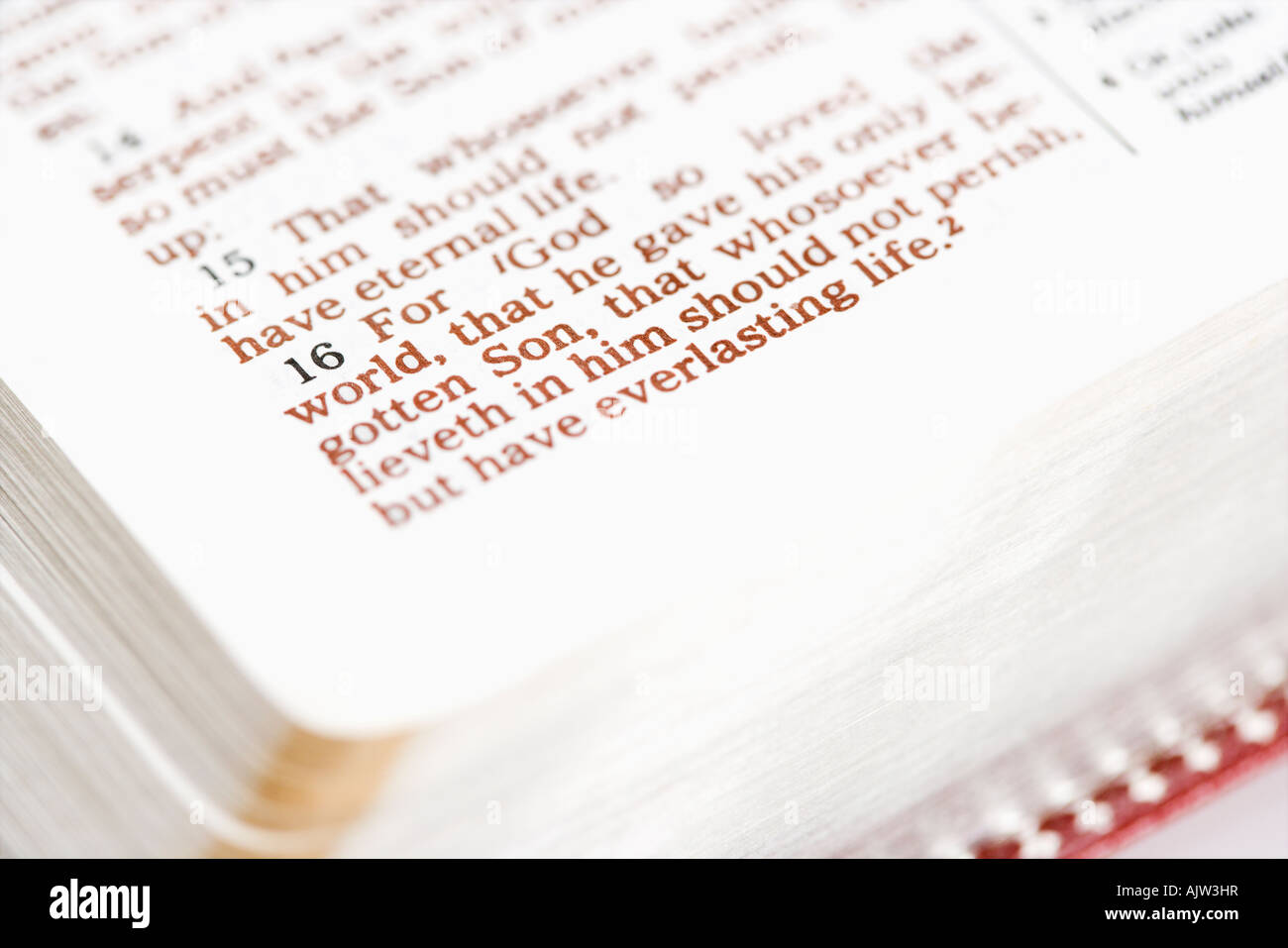 Selective focus of verses in open Holy Bible Stock Photo - Alamy