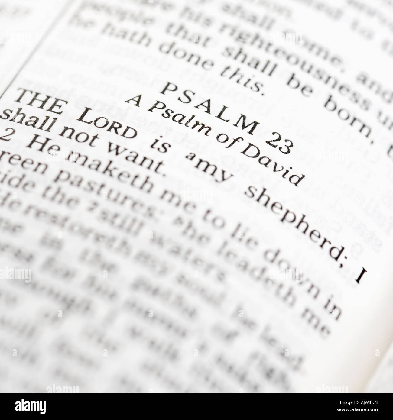 Selective focus of Psalm verses in open Holy Bible Stock Photo - Alamy