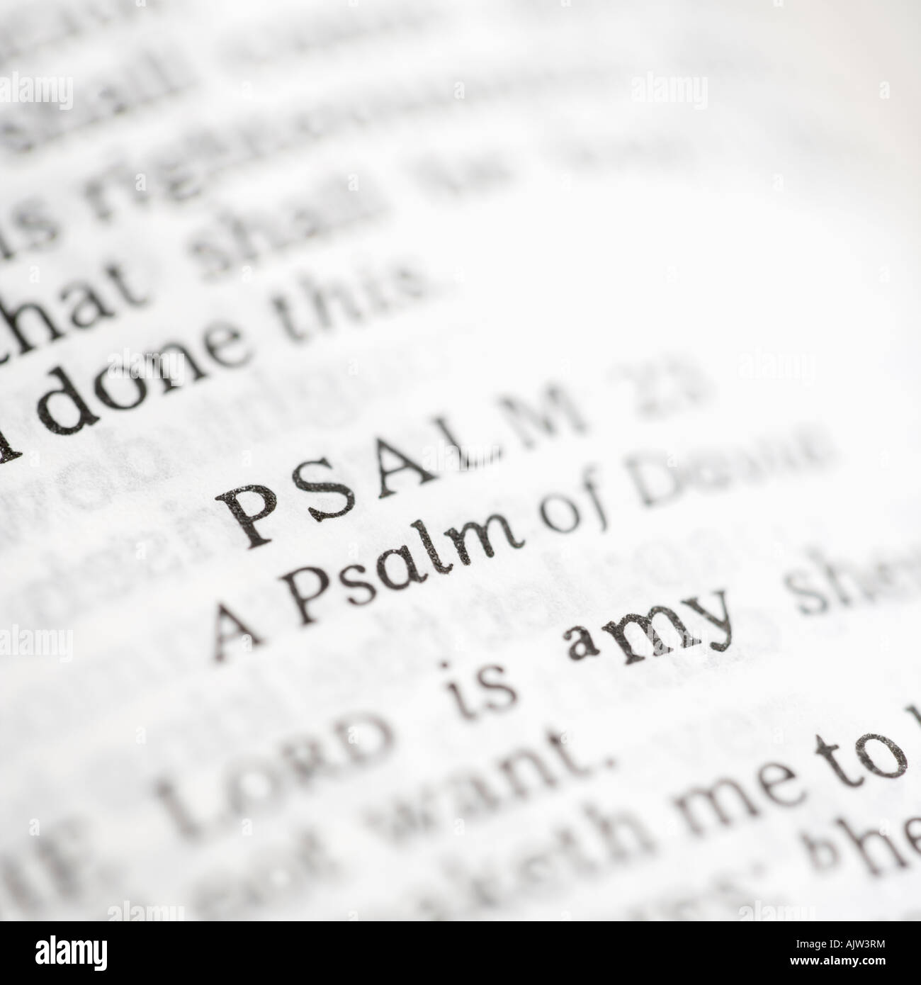 Selective focus of Psalm verses in open Holy Bible Stock Photo - Alamy