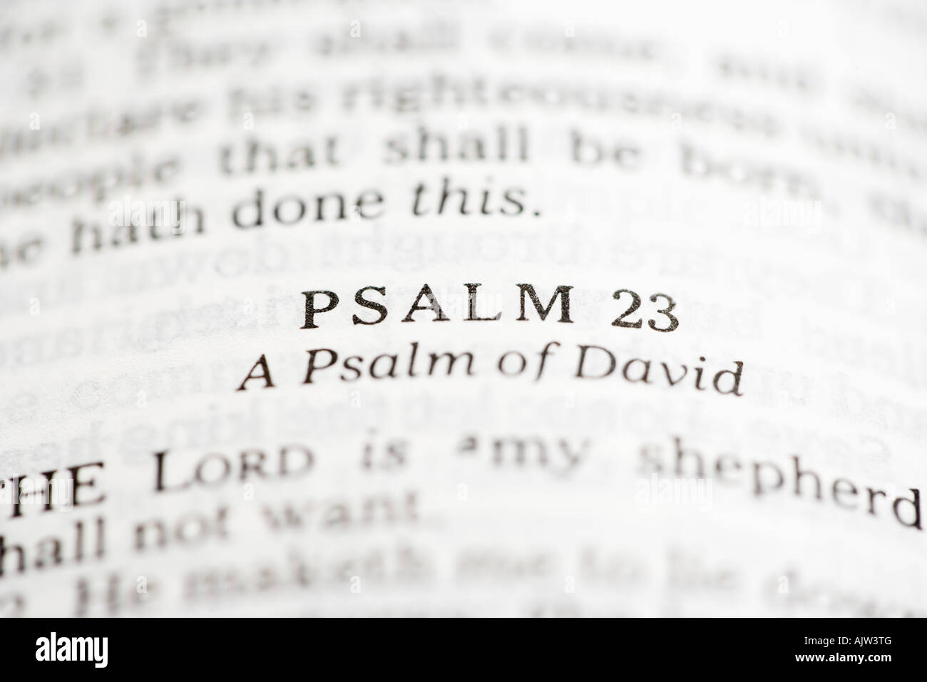 Selective focus of Psalm verses in open Holy Bible Stock Photo - Alamy
