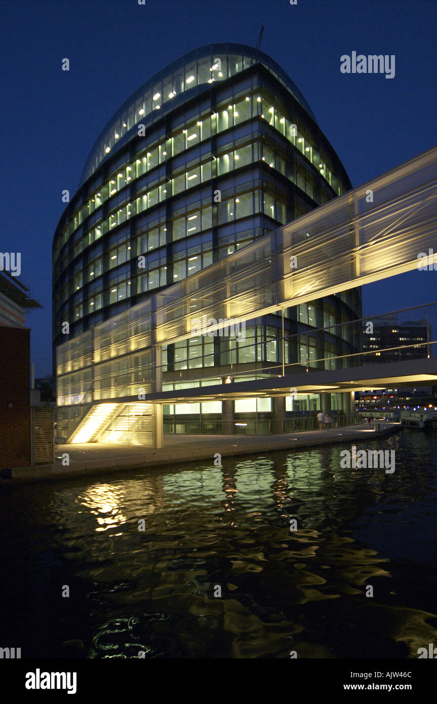 The Point Paddington Basin at night Terry Farrell Co London England ...