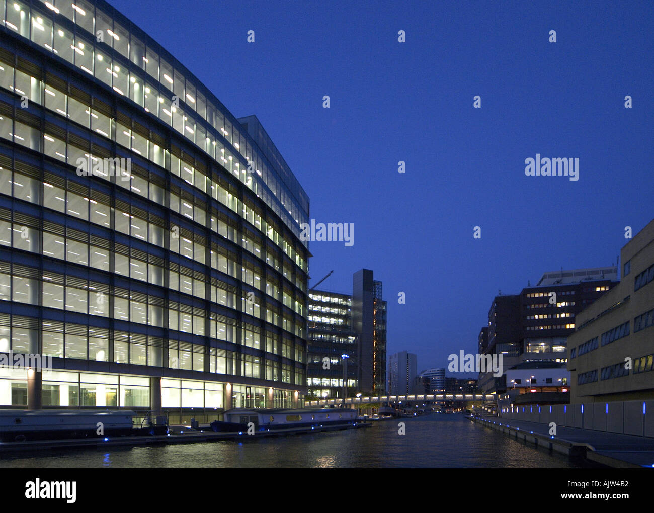 The Point Paddington Basin at night Terry Farrell Co London England ...