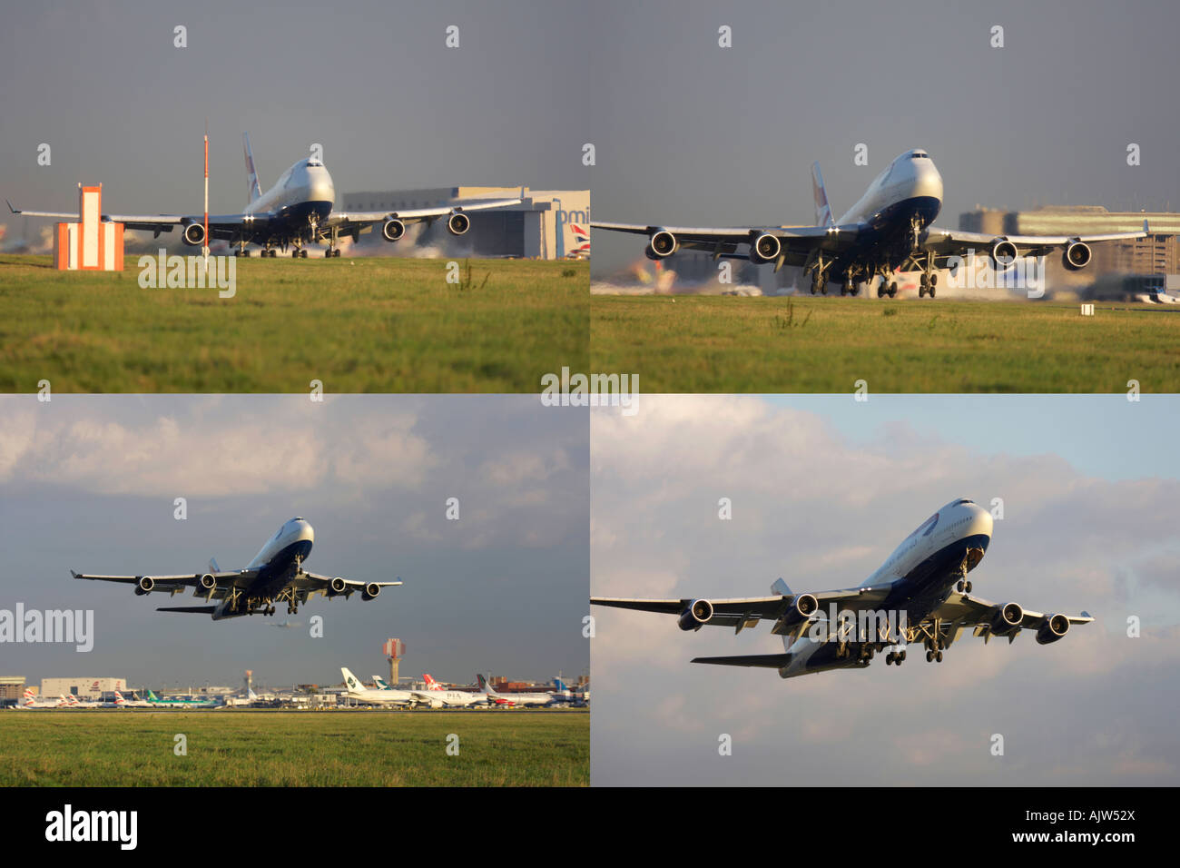 Composite image of British Airways Boeing 747 taking off from runway ...