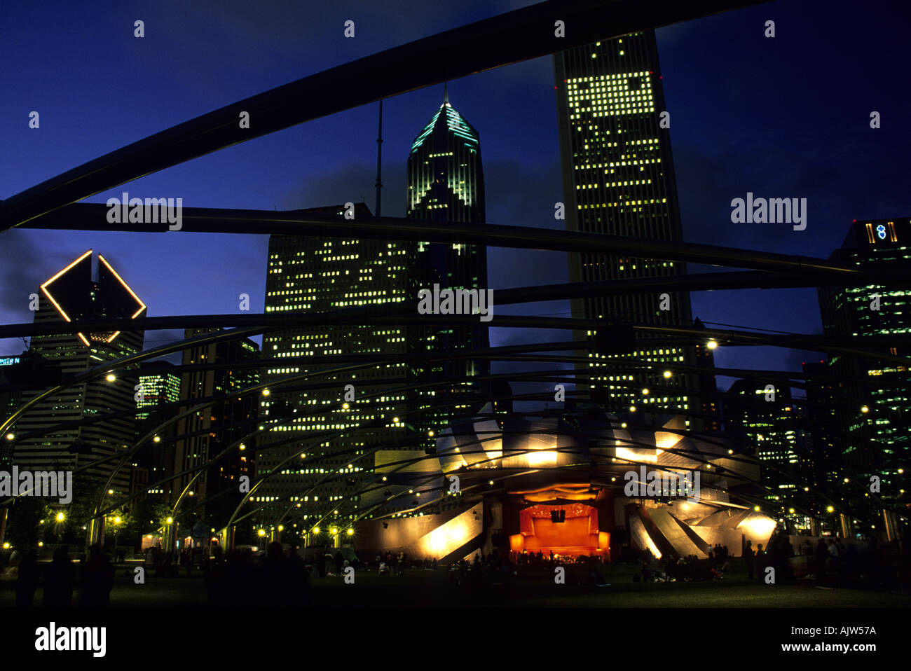 Chicago Millennium Park Frank Gehry designed Pritzker Pavilion ...