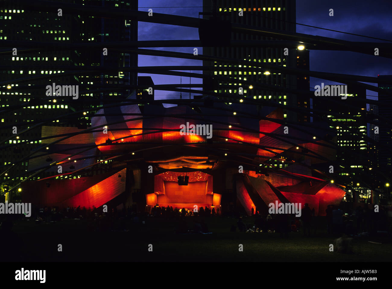 Chicago Millennium Park Frank Gehry designed Pritzker Pavilion ...