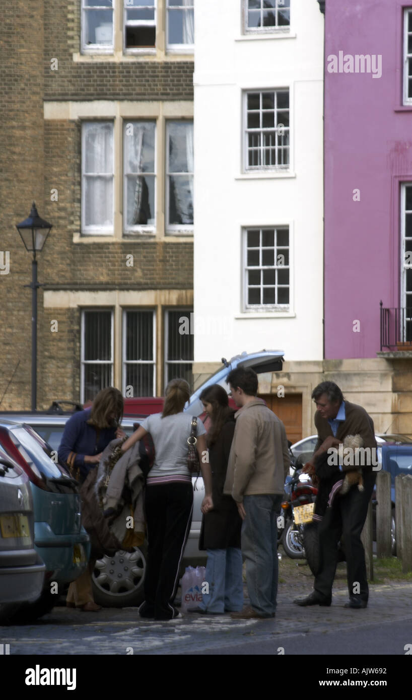 Freshers arriving in Oriel Square Oxford England 2004 Stock Photo - Alamy