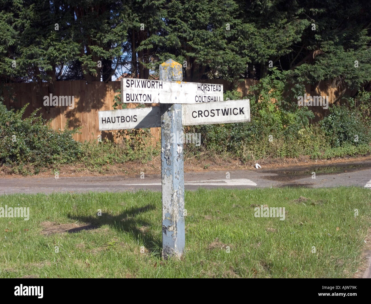 Road signpost in Frettenham Norfolk Stock Photo - Alamy