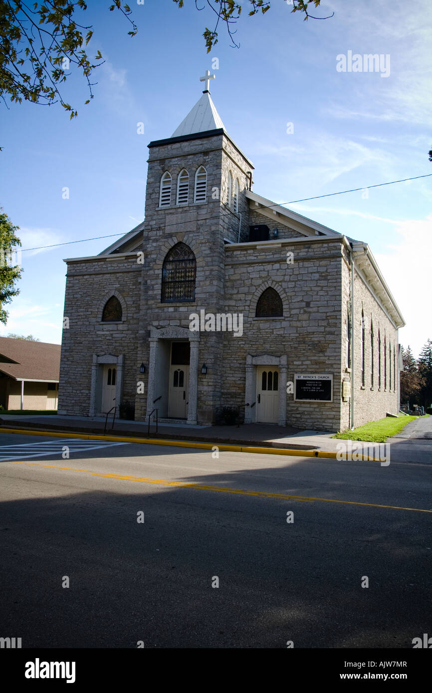 Saint Patrick Church cemetery, Benton, WI facade stone church Stock ...