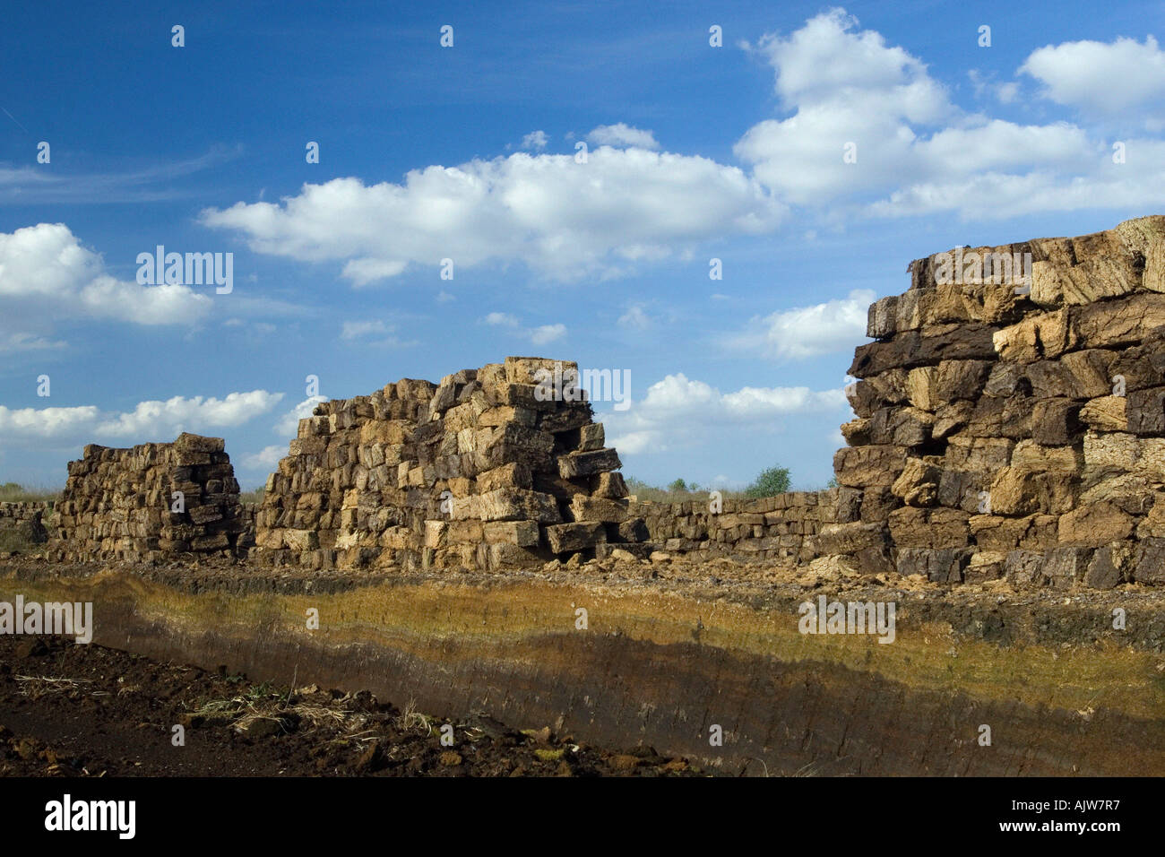 Stacks of peat Stock Photo - Alamy