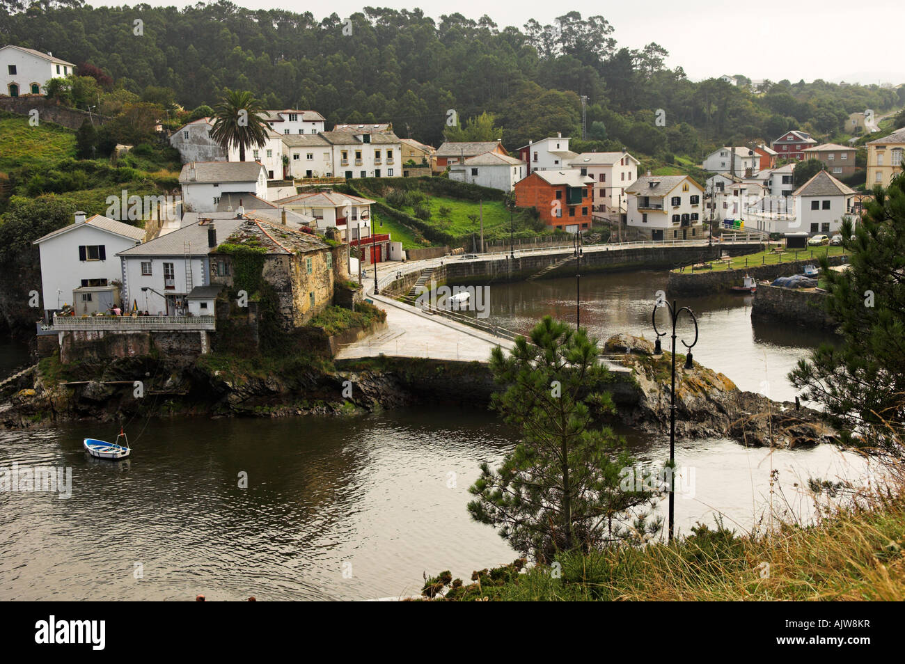 Port and village of Viavelez on Costa Verde along Cantabrian Sea ...