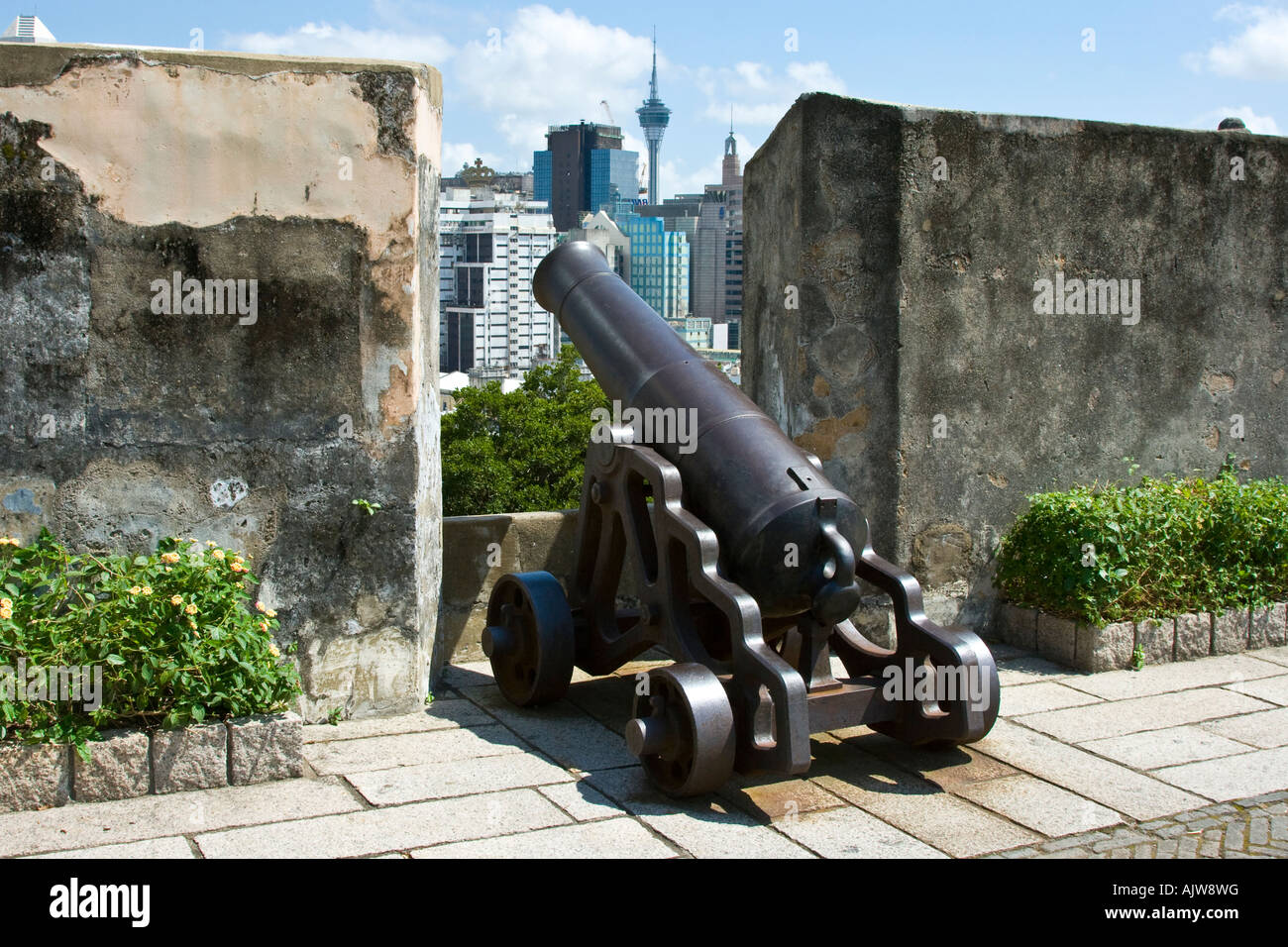 Iron Cannon Fortaleza do Monte Colonial Fort in Macau SAR Macau Tower ...